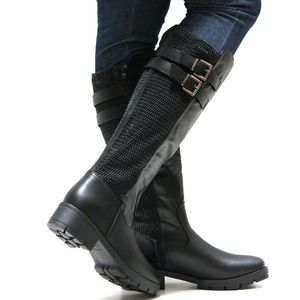 Shoes | New Black Elastic Panel Knee High Riding Boots | Poshmark